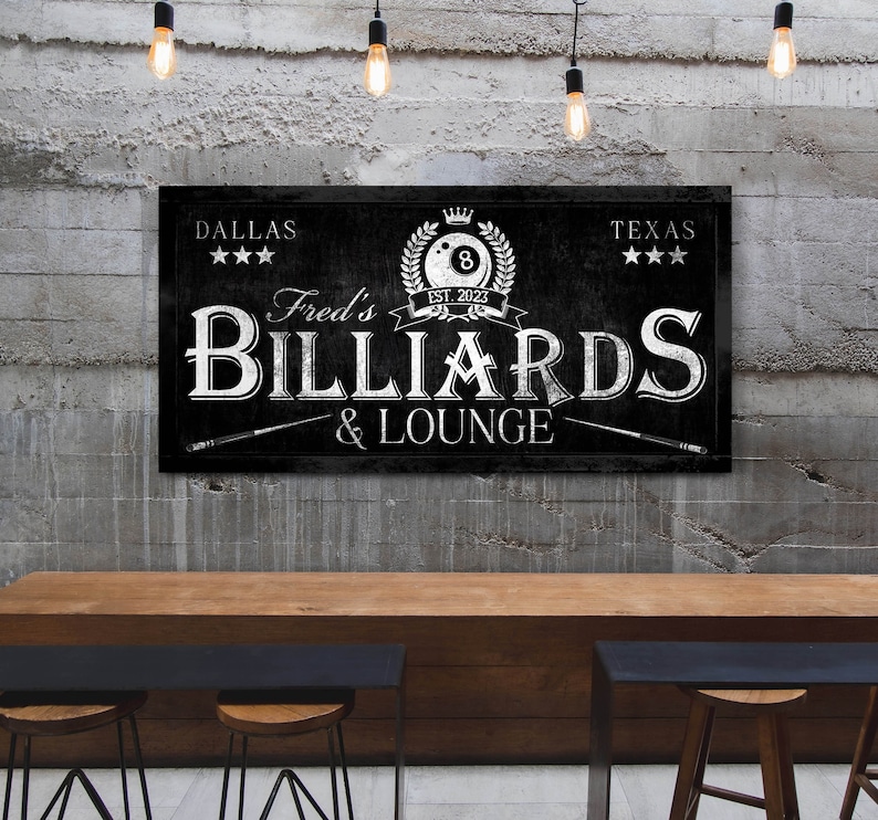 Custom Billiards Sign, Personalized Billiards Sign, Farmhouse Wall ...