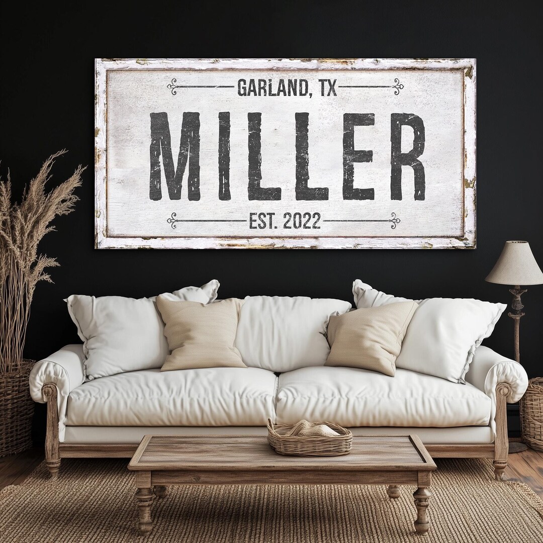 Personalized Last Name Sign, Custom Family Name Sign, Family Room Wall ...