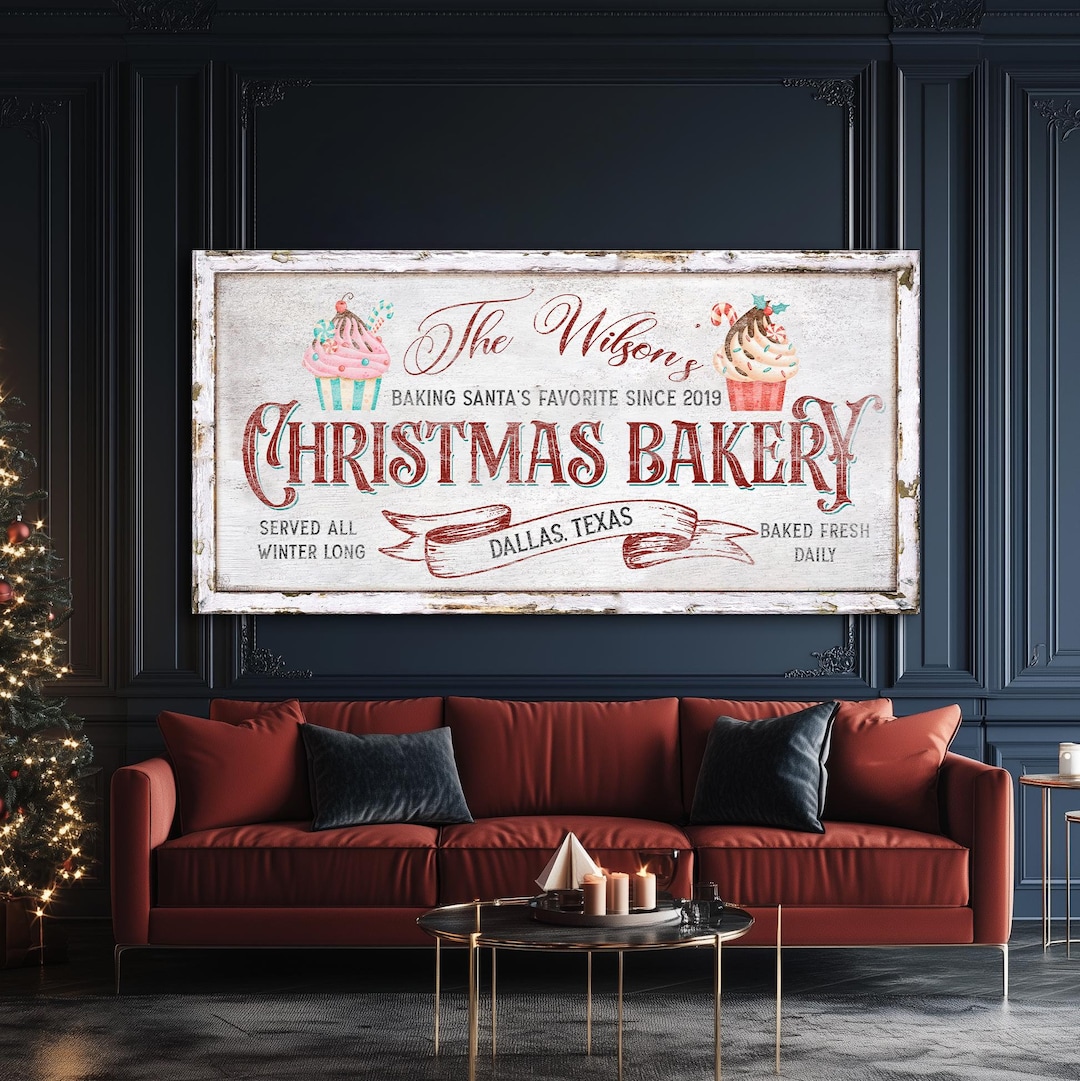 Custom Christmas Bakery Sign, Bake Shop Decor, Personalized Bakery Sign ...
