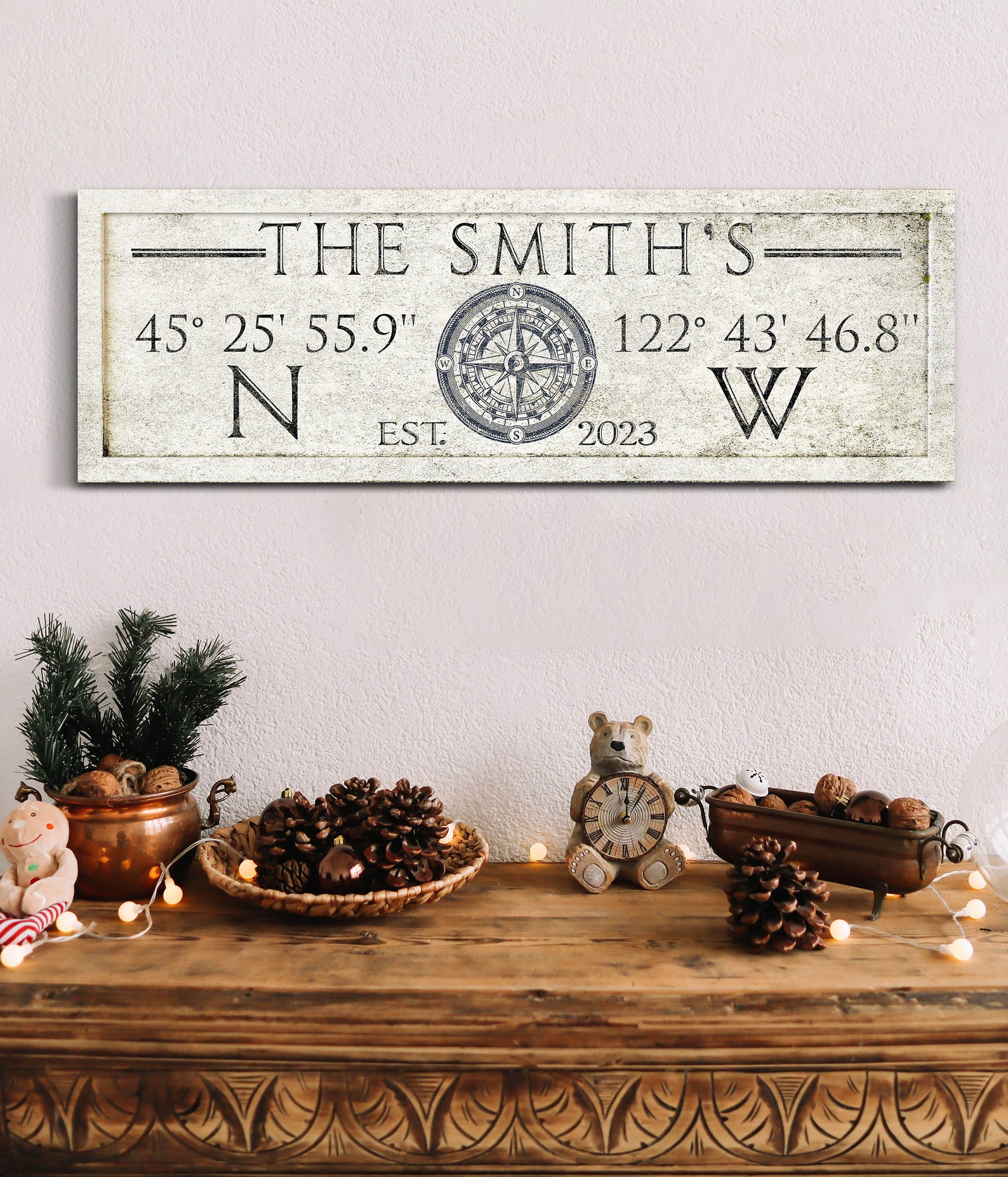 Custom Coordinates Sign With Last Name, Personalized Longitude Latitude ...