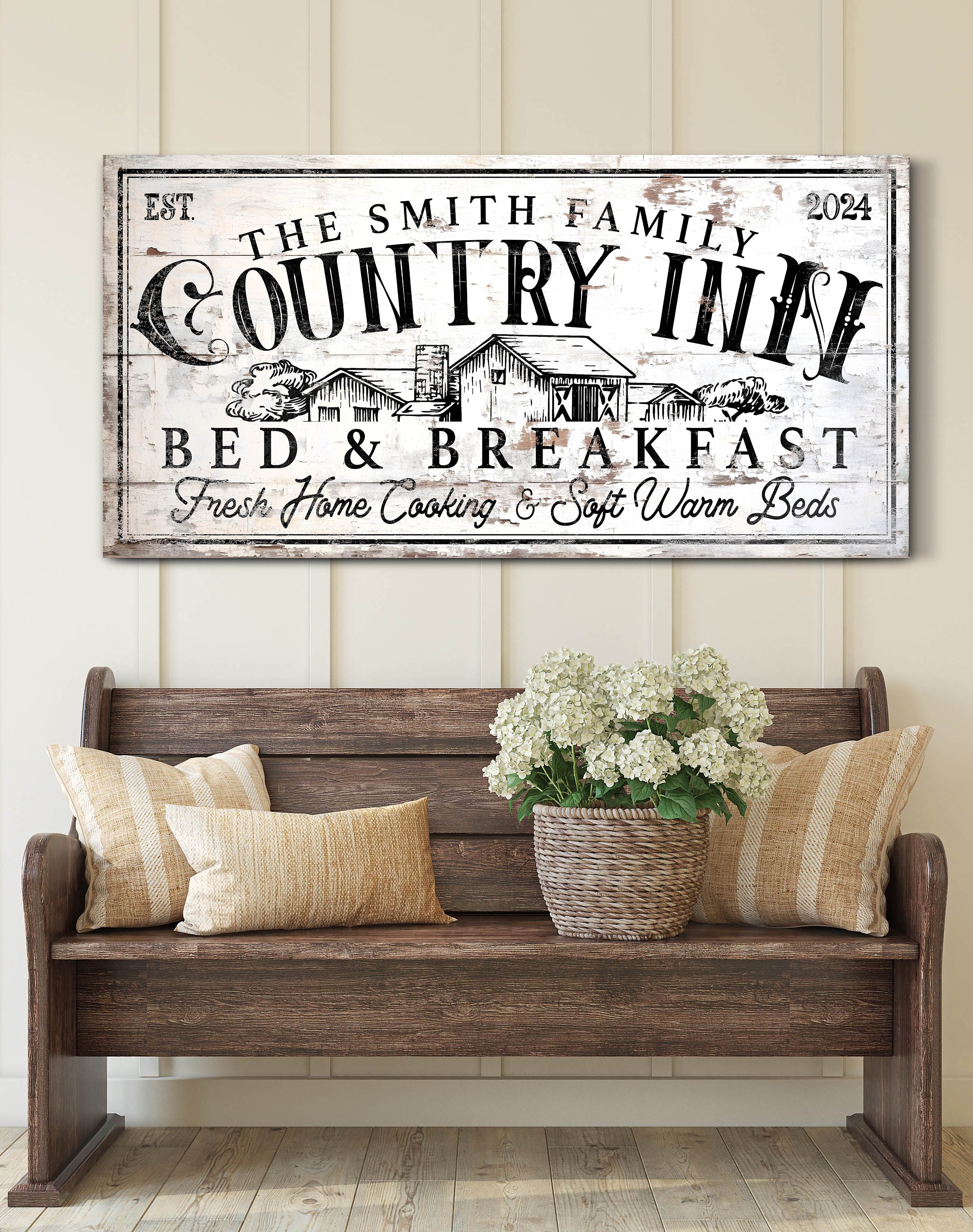Personalized Family Name Country Inn Sign Custom Bed & - Etsy