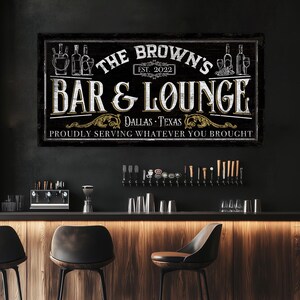 Personalized Bar & Lounge Sign, Home Bar Sign, Basement Pub Deco ...