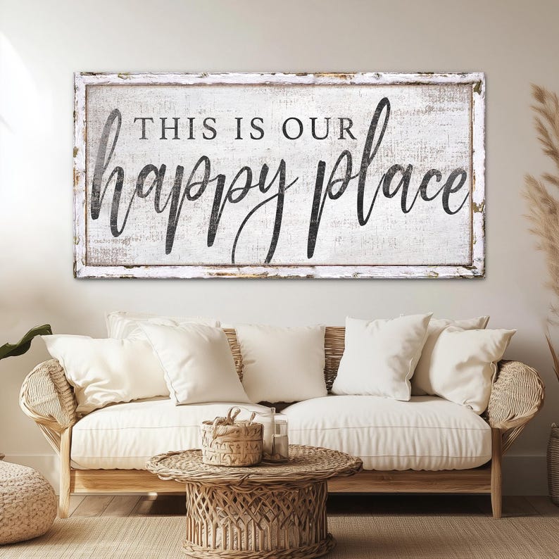 This is Our Happy Place Sign, Rustic Family Room Wall Art, Vintage ...