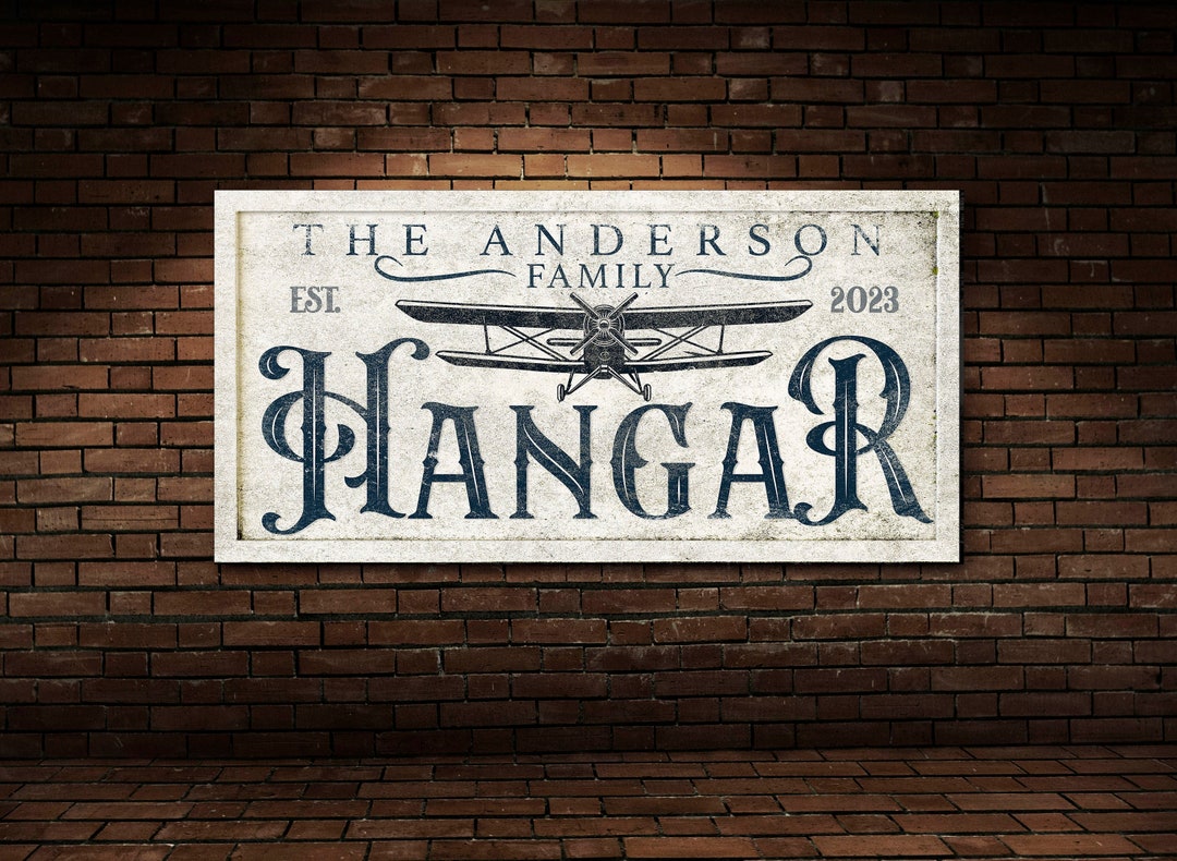 Personalized Hangar Sign, Airplane Wall Art, Custom Pilot Name ...