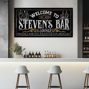Personalized Bar & Lounge Sign, Bar Sign, Home Bar Decor, Rustic Pub ...