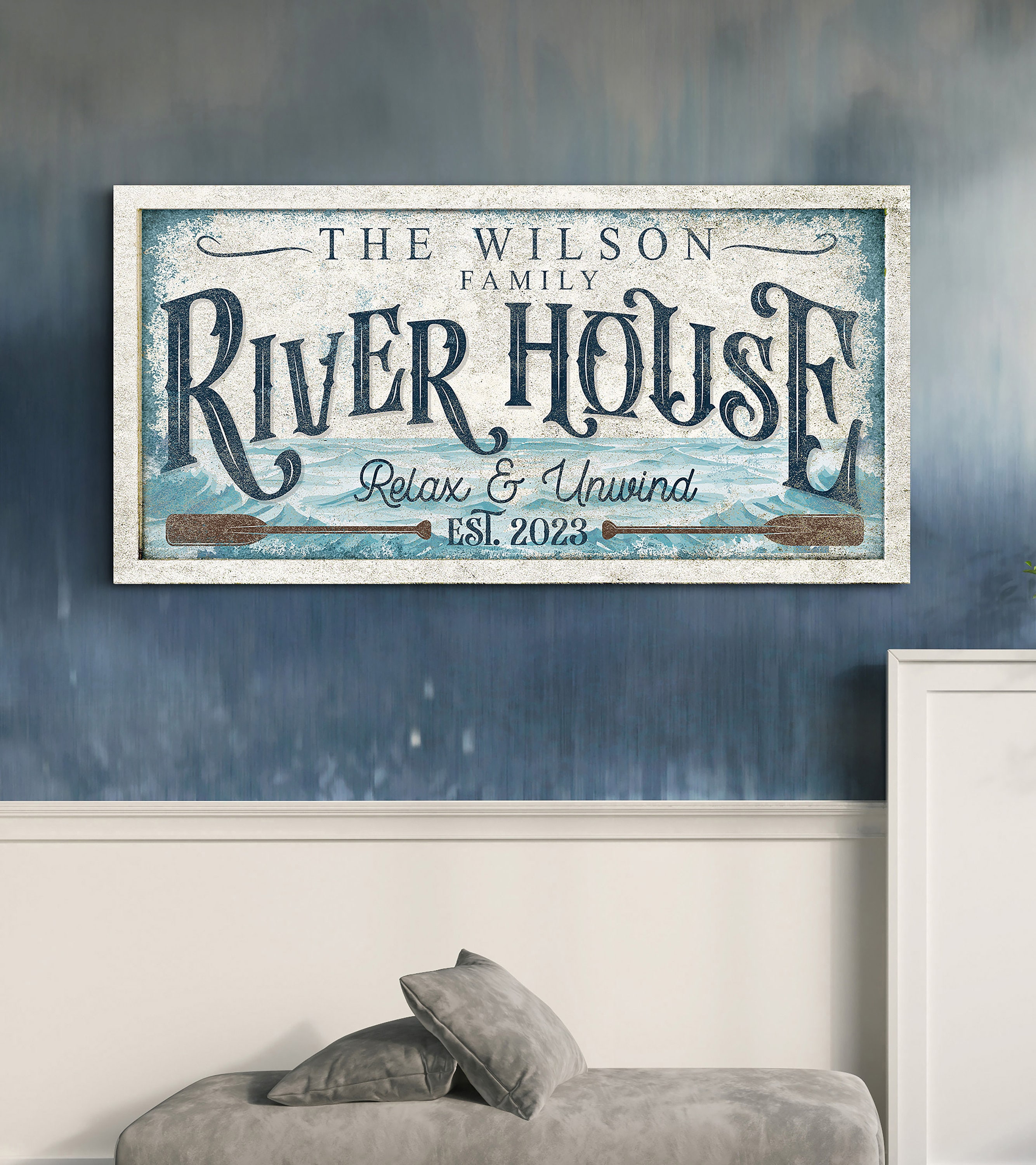 Personalized River House Sign, Custom River Life Canvas Art, Summer ...