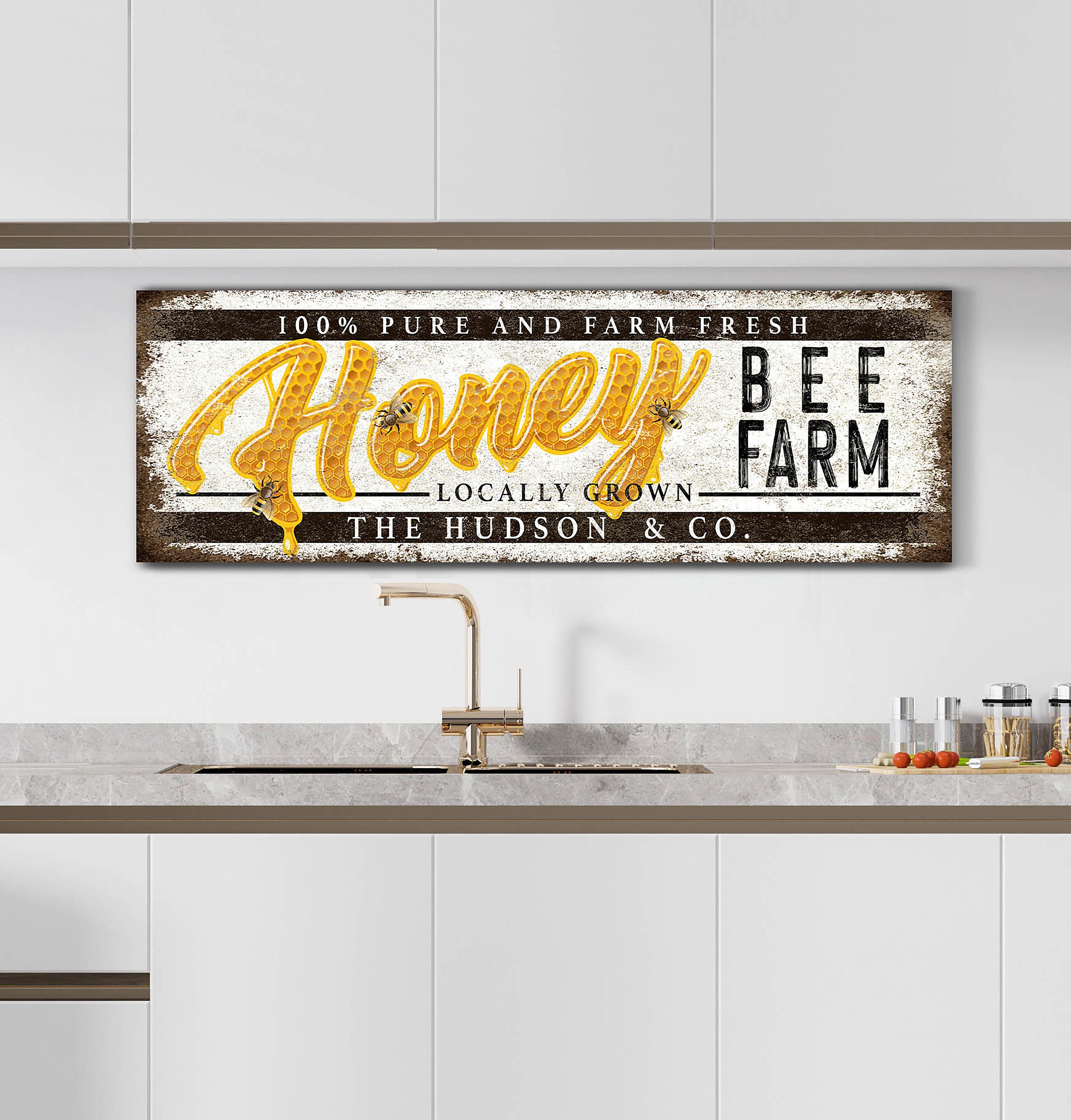 Personalized Honey Sign, Rustic Honey Bee Farm Sign, Modern Farmhouse ...