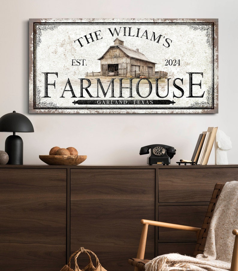 Personalized Farmhouse Sign, Custom Family Last Name Farm Wall Art ...
