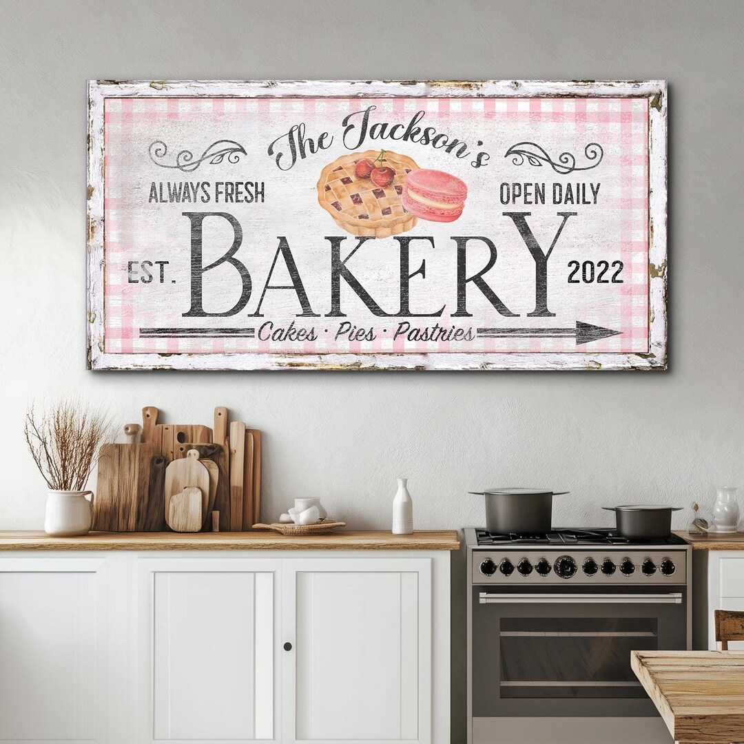 Custom Bakery Sign, Established Date, Custom Kitchen Signs, Modern ...