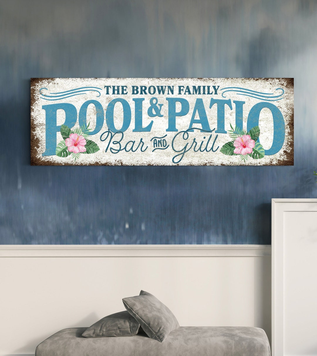 Personalized Pool & Patio Sign, Custom Bar and Grill Wall Art, Family ...