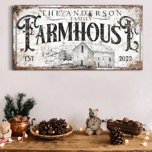 Personalized Farmhouse Canvas Art, Custom Family Farm Canvas Decor ...