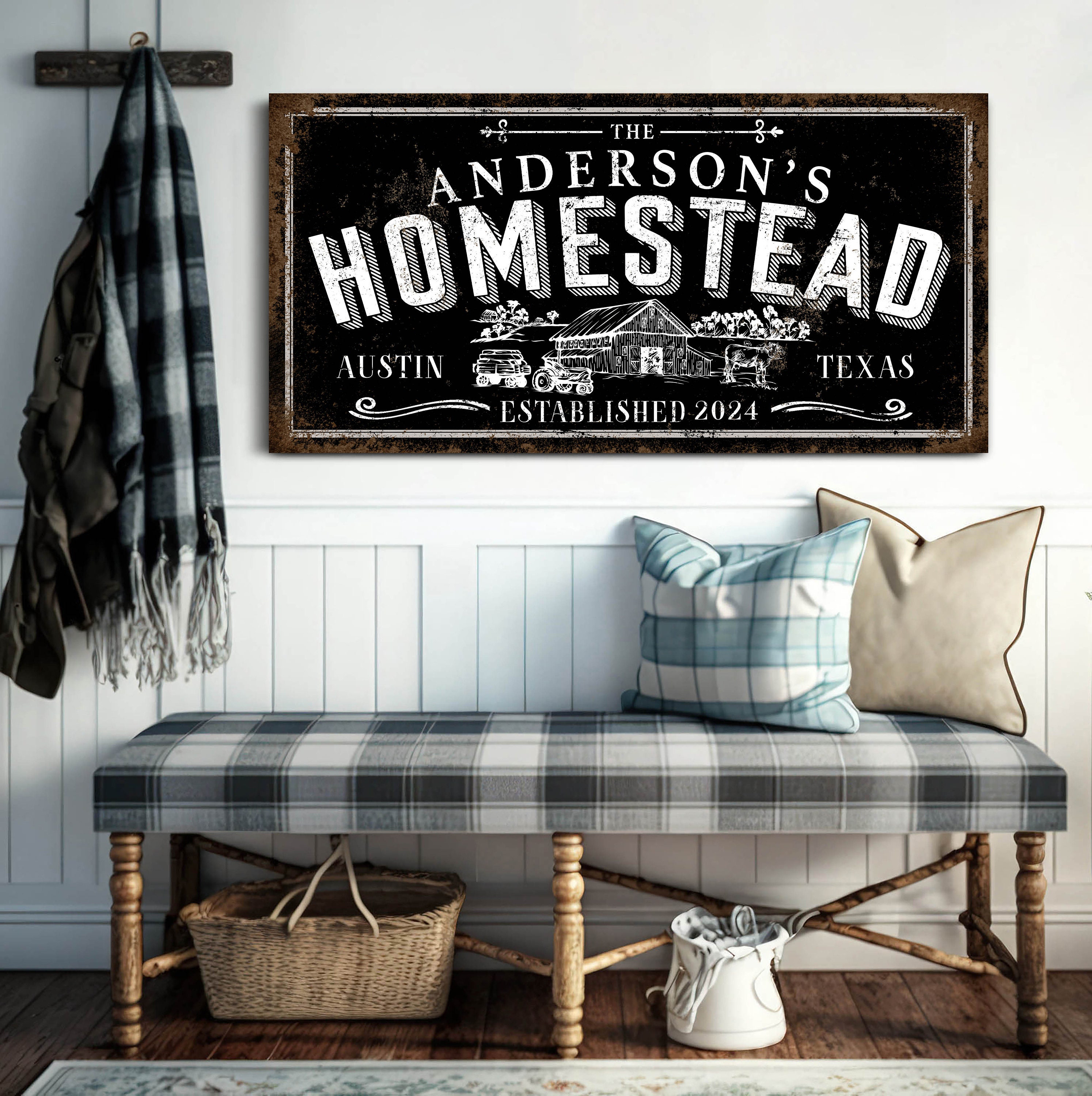 Personalized Homestead Sign, Custom Farmhouse Decor, Rustic Homestead ...