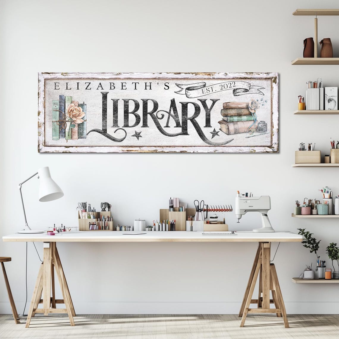 Custom Library Sign, Reading Corner Sign ,established Date Sign ...