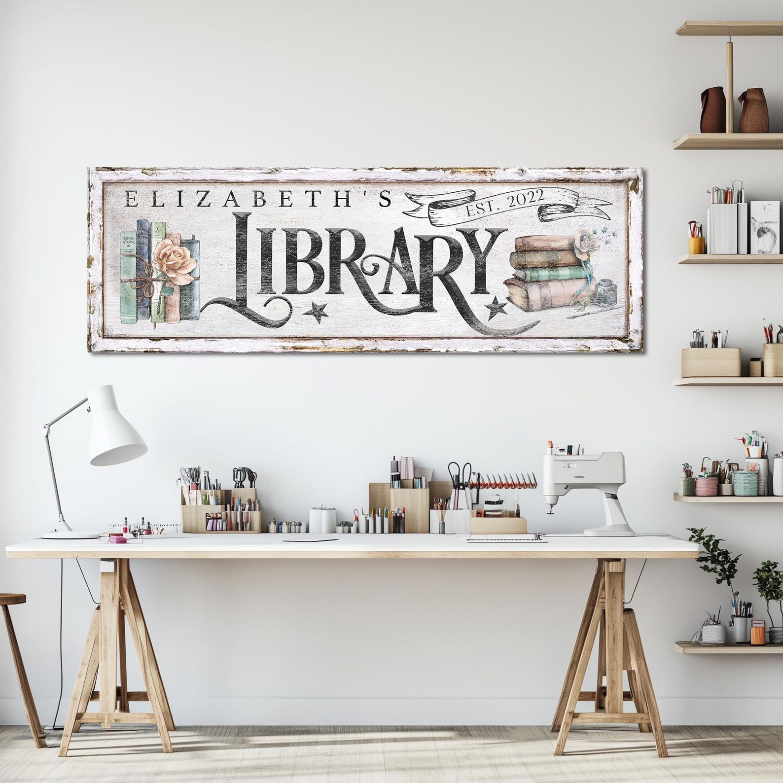 Custom Library Sign, Reading Corner Sign ,established Date Sign ...