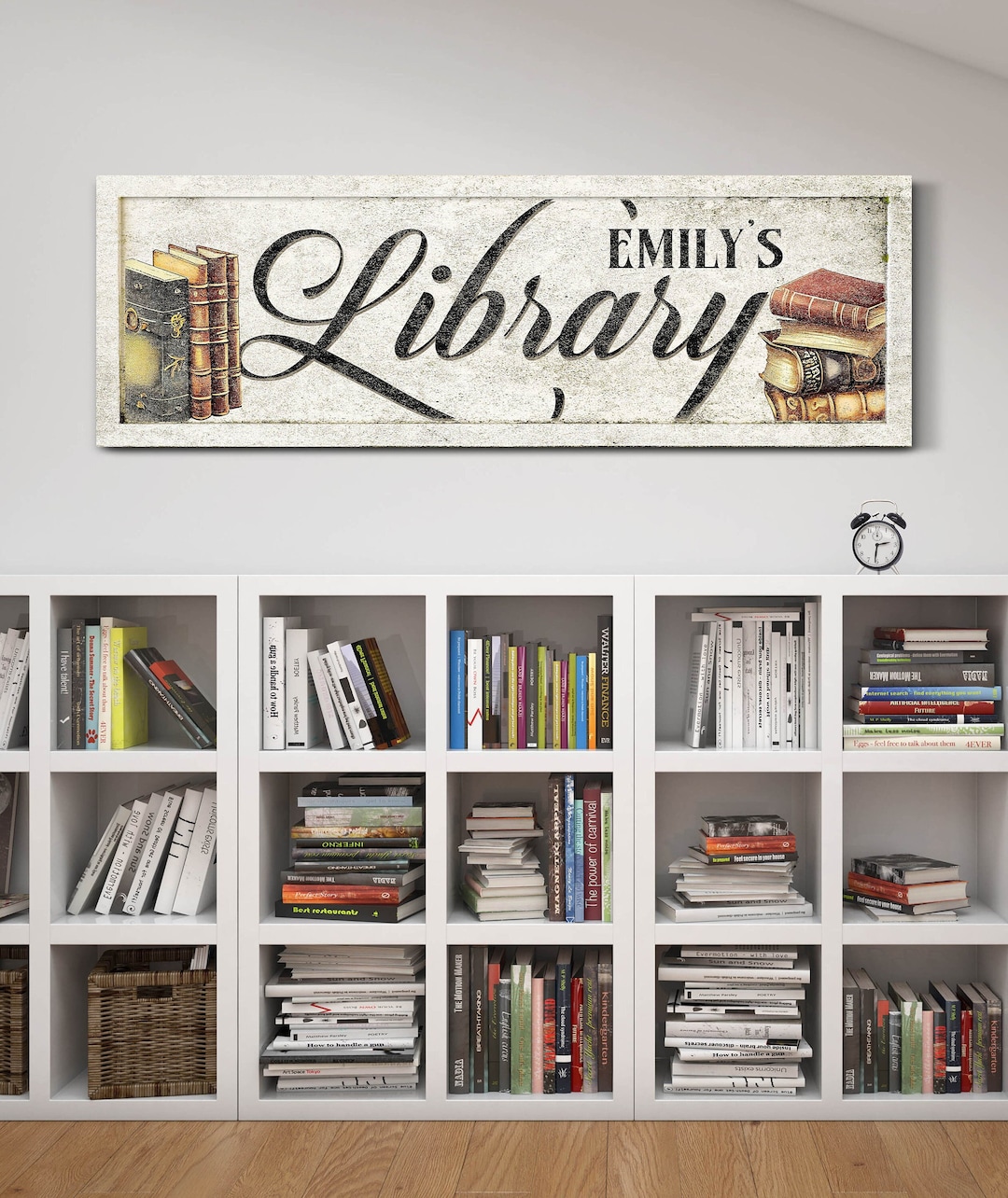 Custom Library Sign, Personalized Name Wall Art, Reading Corner Wall ...