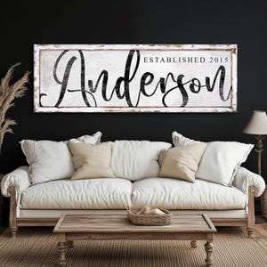 Custom Family Name Sign, Family Establish Sign, Rustic Livingroom Decor ...