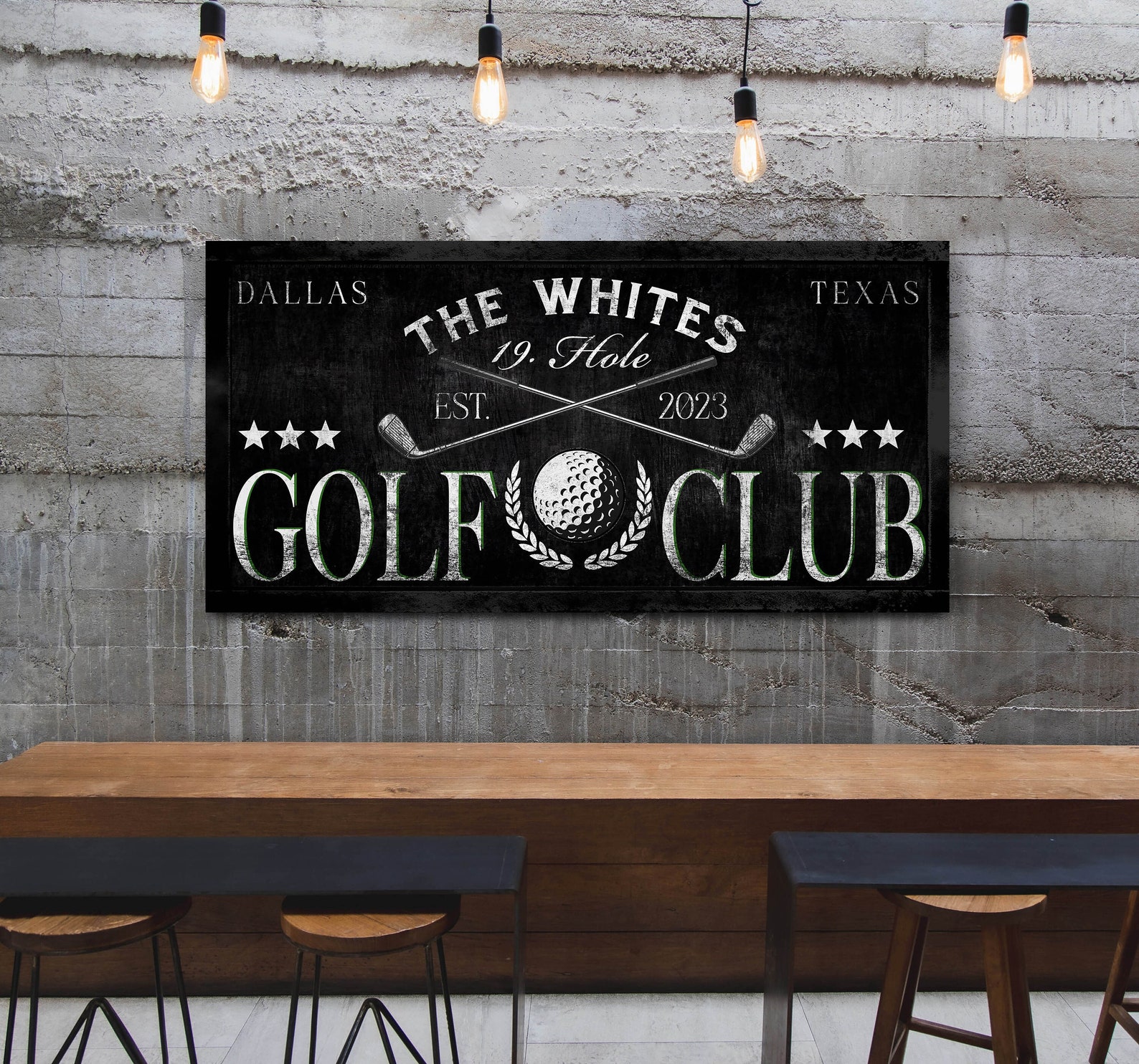 Personalized 19th Hole Golf Club Sign, Custom Golf Team Wall Art ...