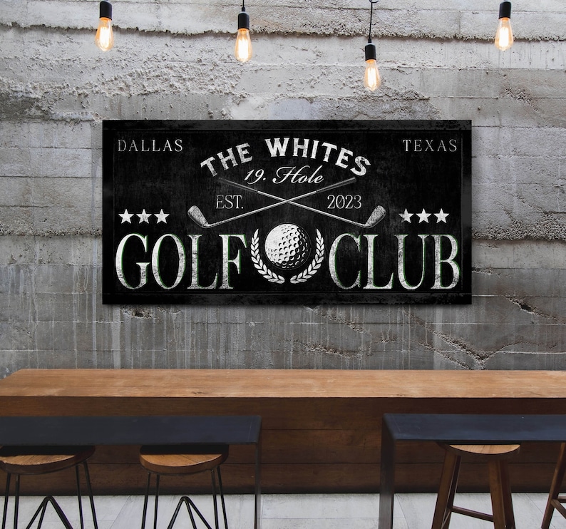 Personalized 19th Hole Golf Club Sign, Custom Golf Team Wall Art ...