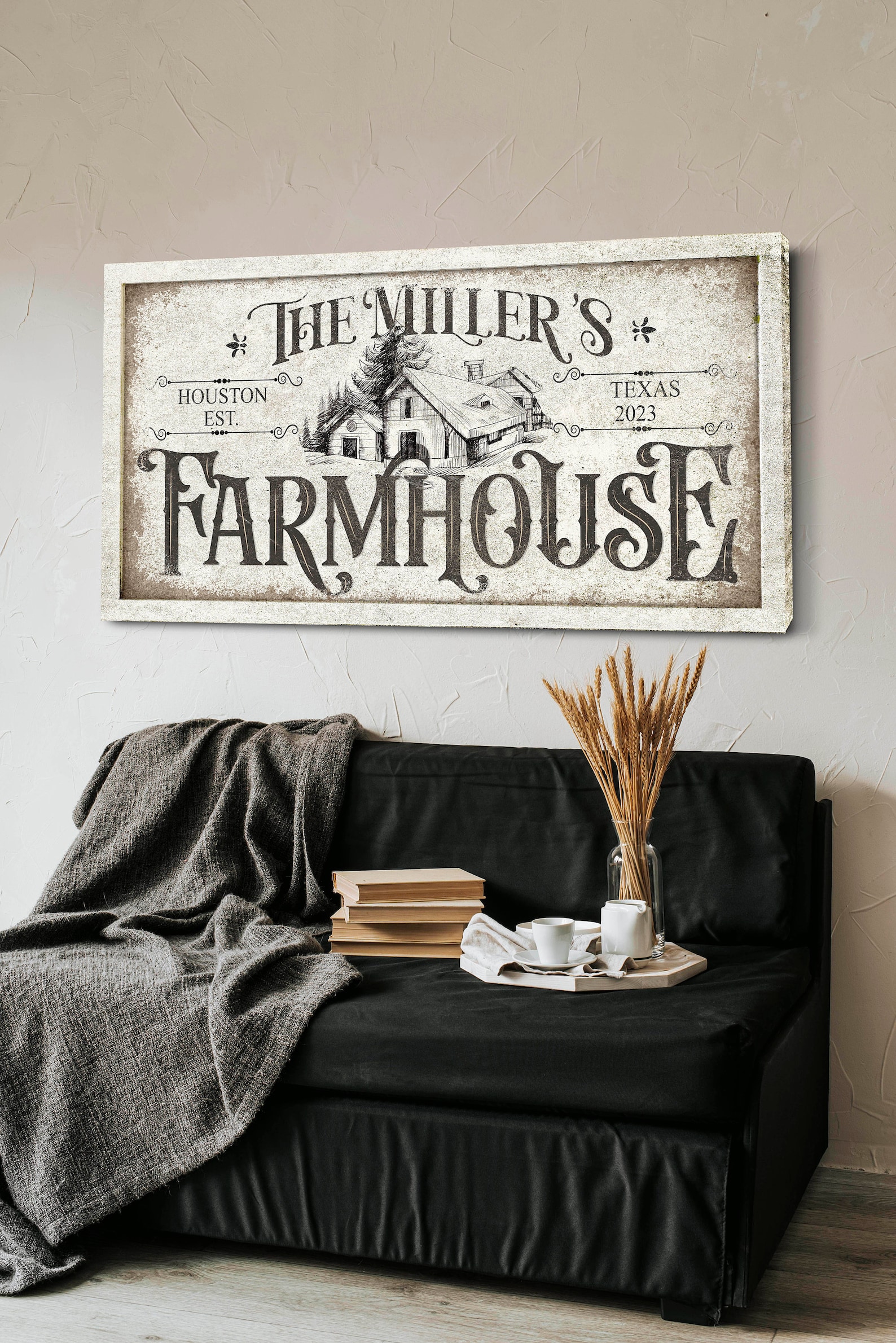Personalized Farmhouse Canvas Art, Custom Family Name Canvas Decor ...