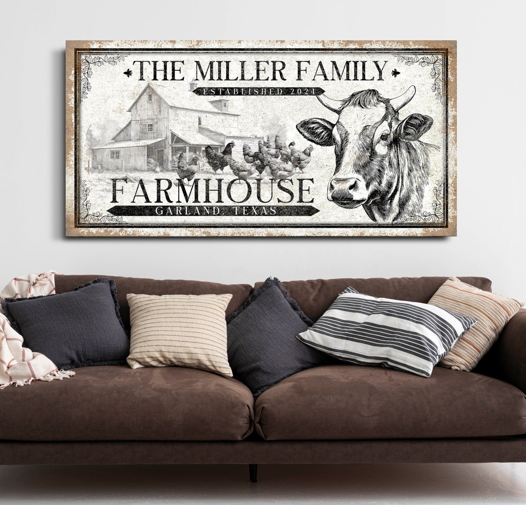 Custom Farmhouse Sign, Personalized Farm Wall Art, Rustic Homestead ...