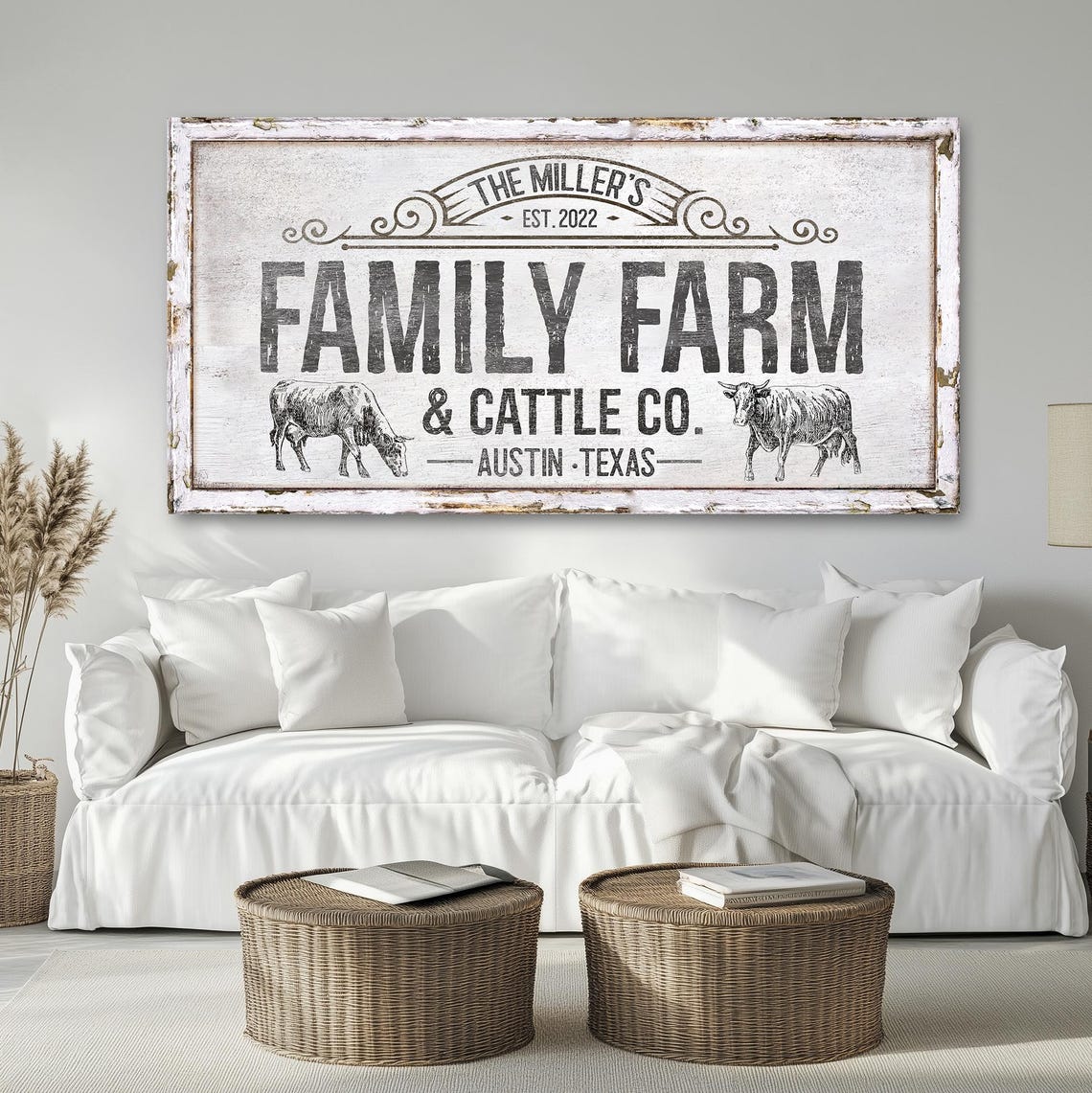 Personalized Family Farm and Cattle Co. Sign, Homestead Decor, Est ...