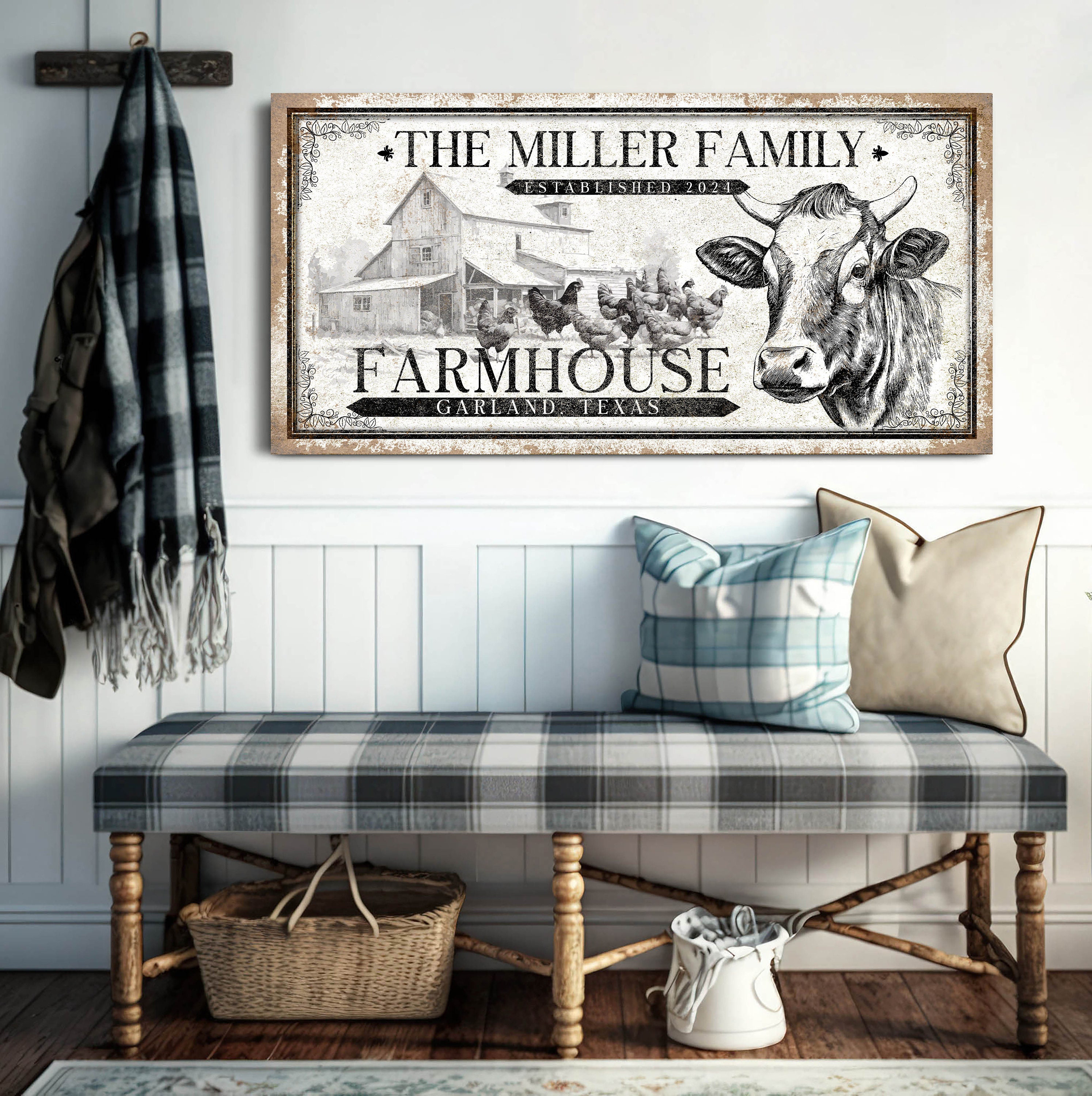 Custom Farmhouse Sign, Personalized Farm Wall Art, Rustic Homestead ...