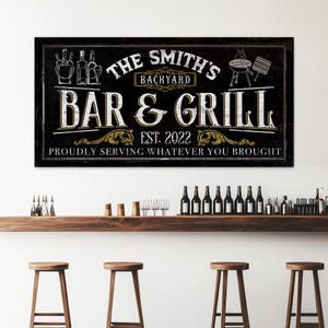 Custom Bar & Grill Sign, Outdoor Grill Sign, Backyard BBQ Sign ...