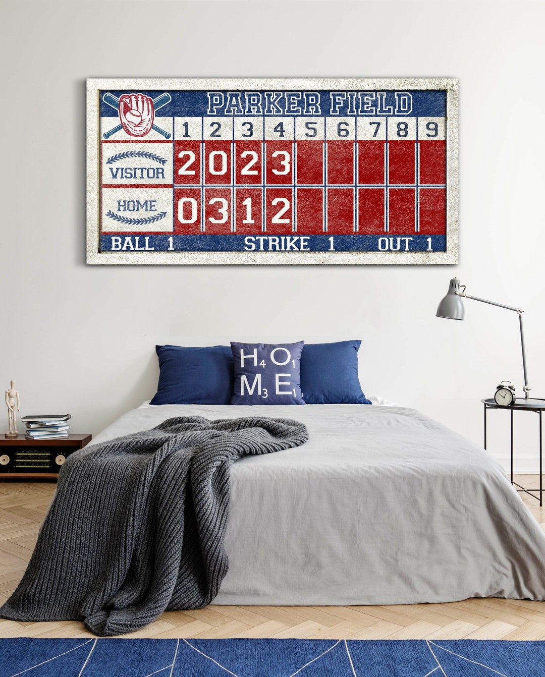 Personalized Baseball Scoreboard Family Name Sign, Game Room Wall Decor ...