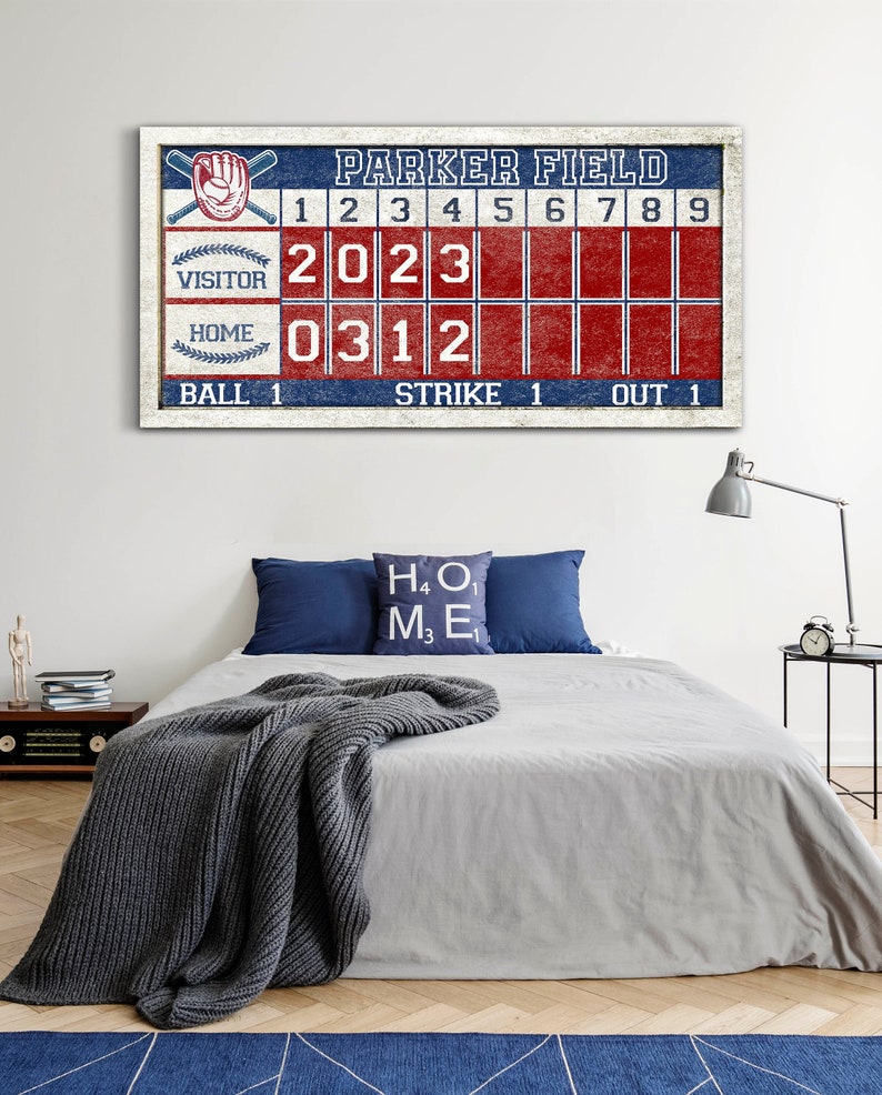 Personalized Baseball Scoreboard Family Name Sign, Game Room Wall Decor ...