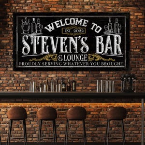 Personalized Bar & Lounge Sign, Bar Sign, Home Bar Decor, Rustic Pub ...