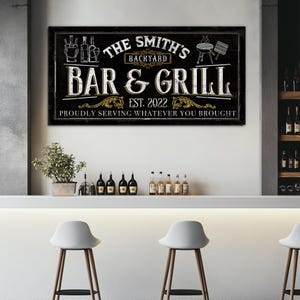 Custom Bar & Grill Sign, Outdoor Grill Sign, Backyard BBQ Sign ...