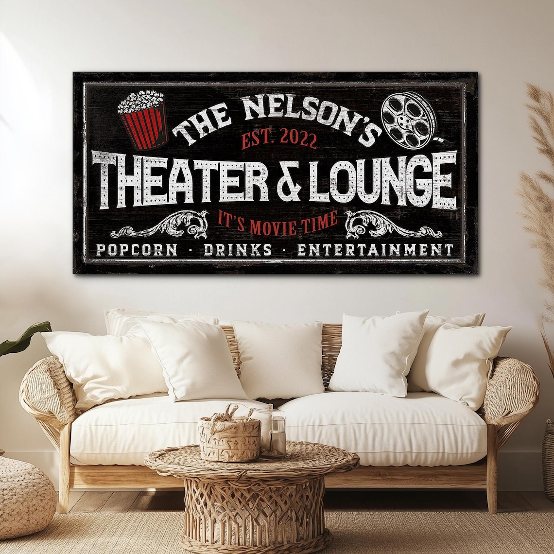 Personalized Theater & Lounge Sign, Vintage Home Theater Sign, Custom ...