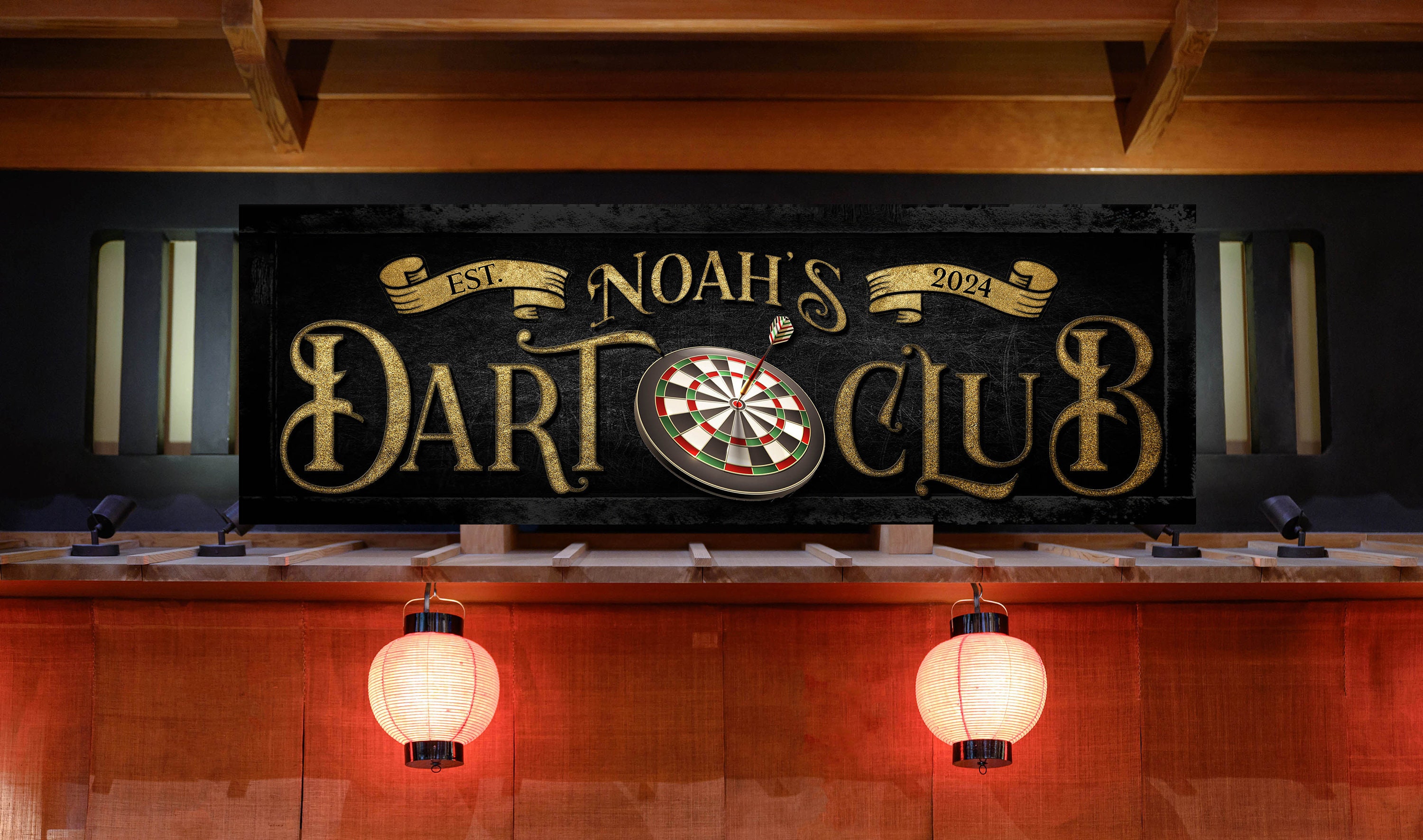 Custom Dart Club Sign, Personalized Game Room Man Cave Decor, Custom ...