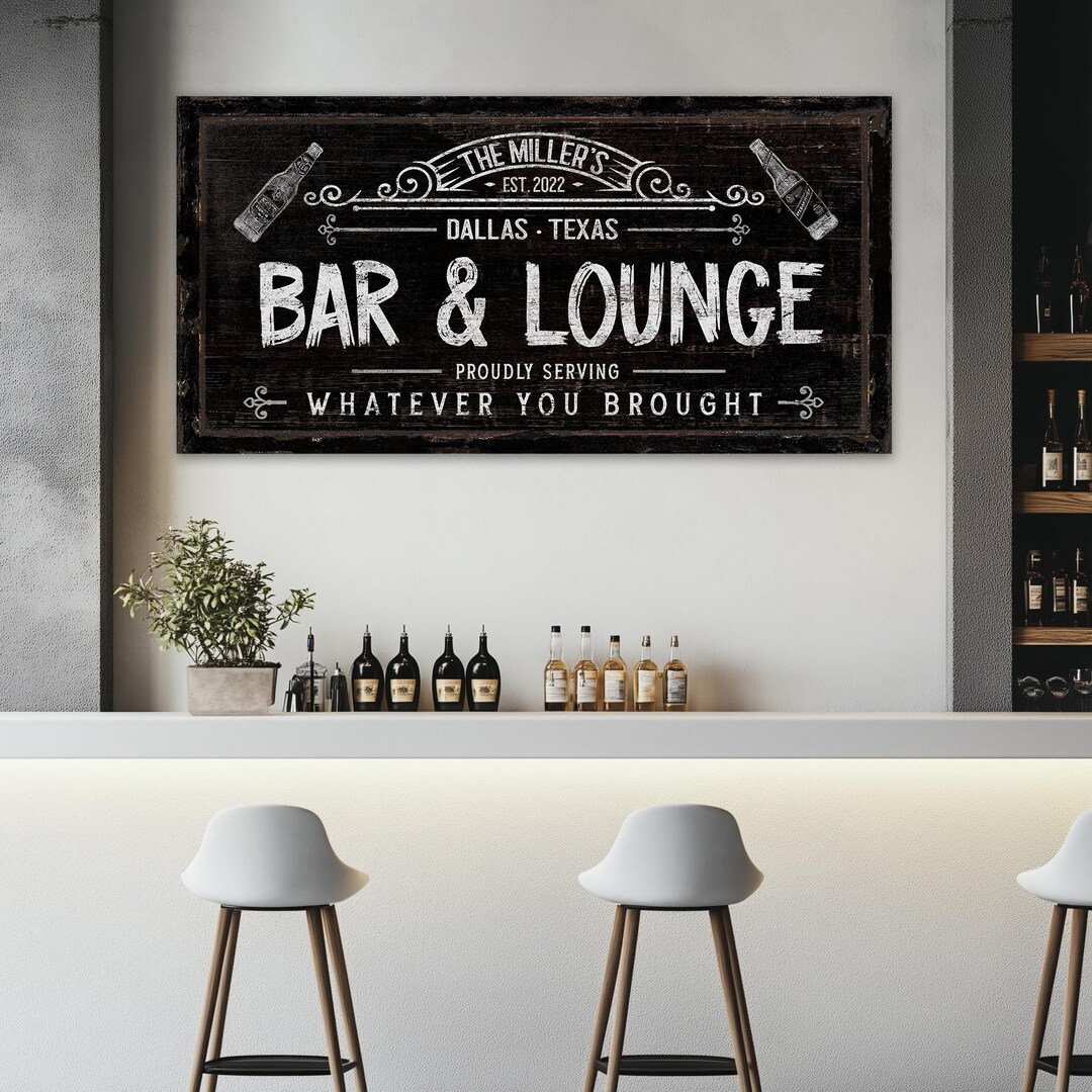 Bar & Lounge Sign, Personalized Lounge Sign, Family Name Sign ...