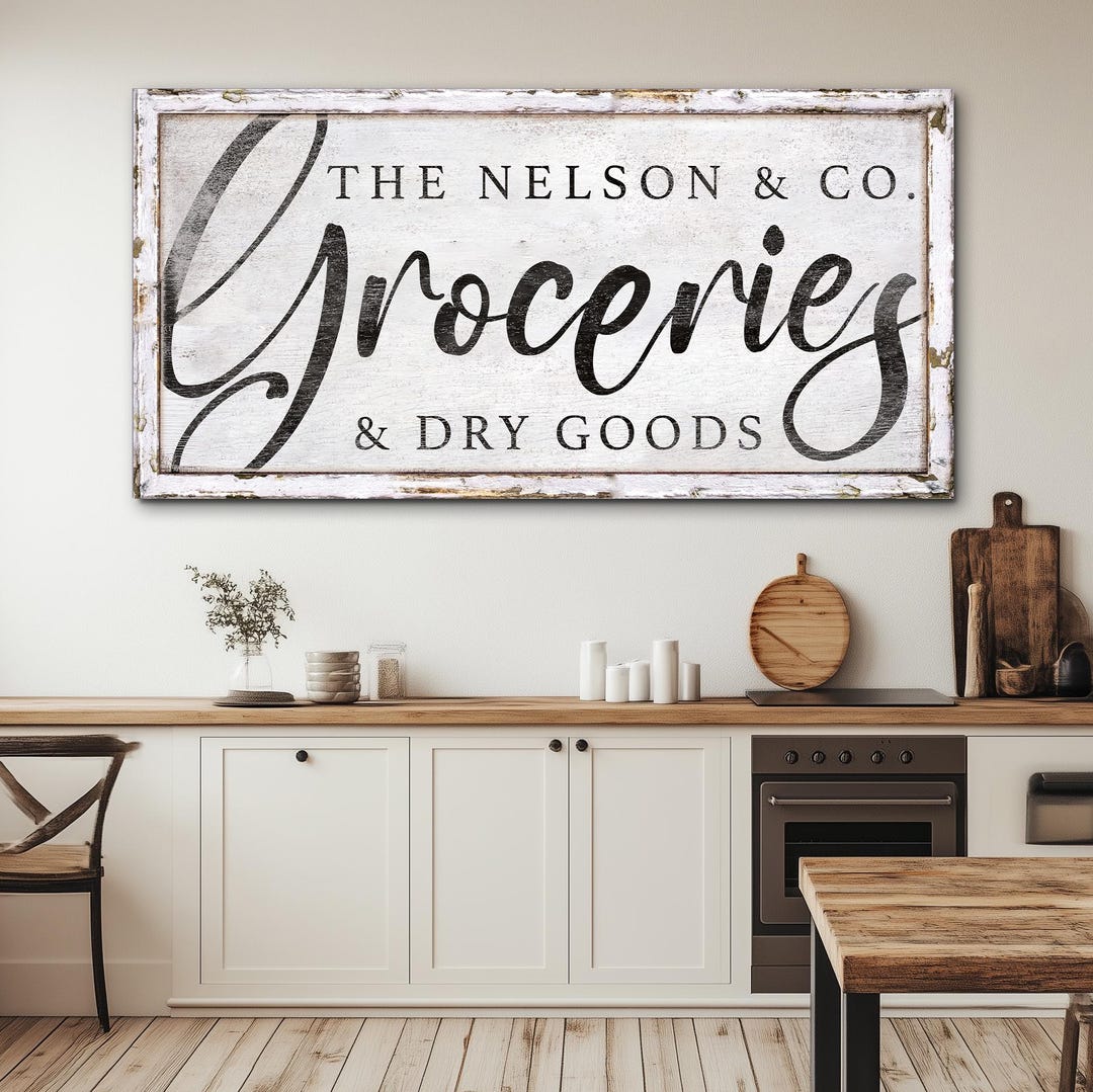 Personalized Groceries & Dry Goods Sign, Family Company Sign, Country ...