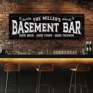 Custom Basement Bar Sign, Bar & Lounge Sign, Home Bar Decor, Man Cave ...