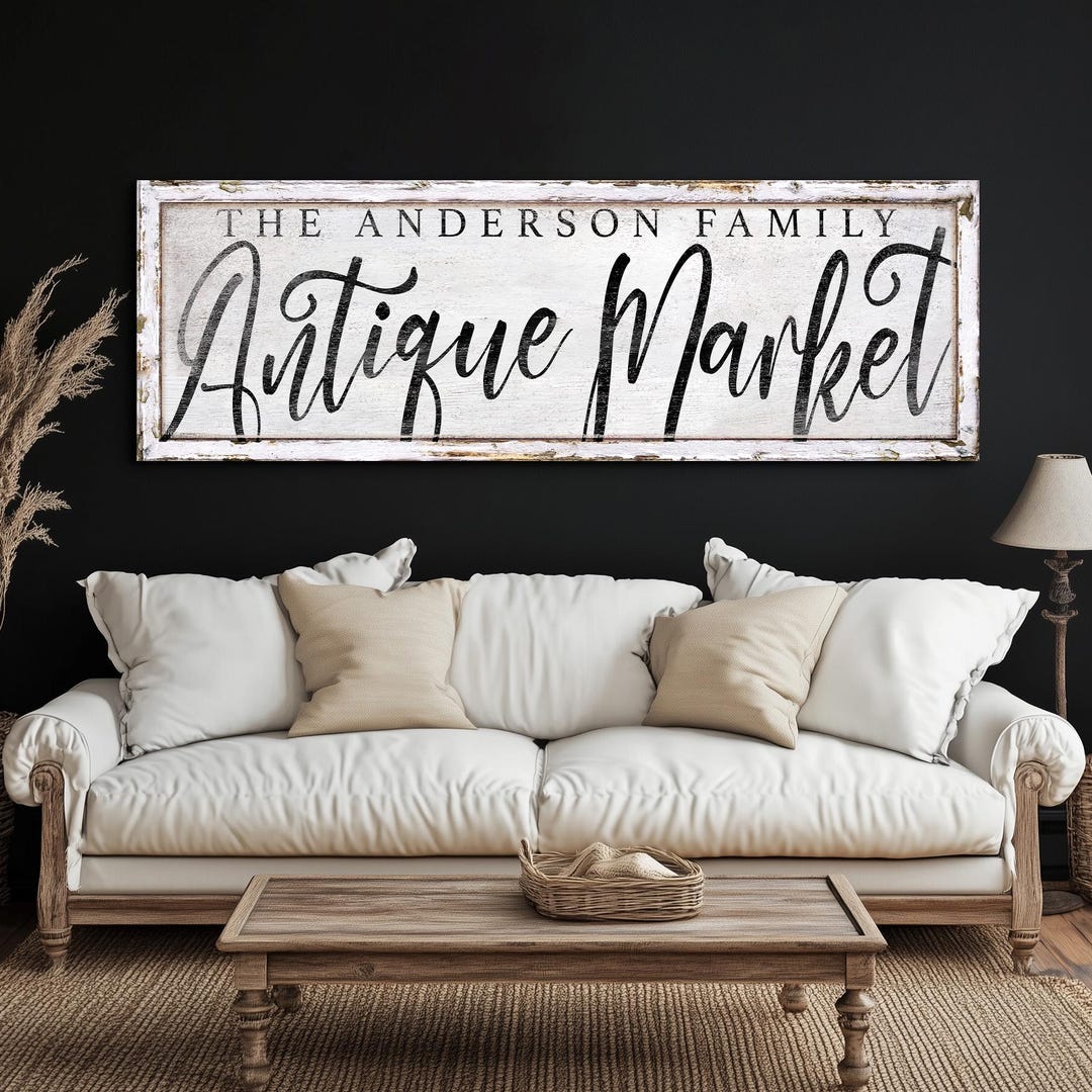 Personalized Antique Market Sign, Vintage Style Antique Market Wall ...
