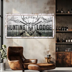 Customized Hunting Lodge Sign, Man Cave Family Name Sign, Hunting Club ...