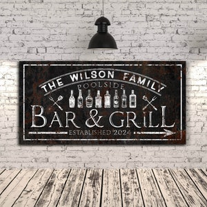 Custom Bar & Grill Sign, Backyard Bbq Sign, Personalized Bar Sign for ...