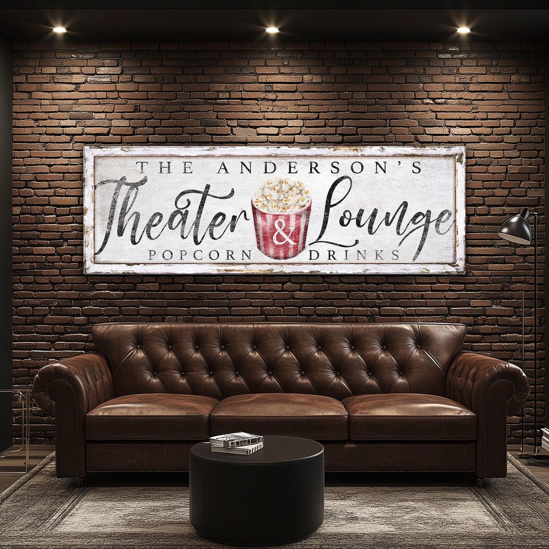 Custom Theater and Lounge Sign, Personalized Family Name Sign, Man Cave ...