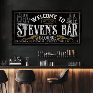 Personalized Bar & Lounge Sign, Bar Sign, Home Bar Decor, Rustic Pub ...