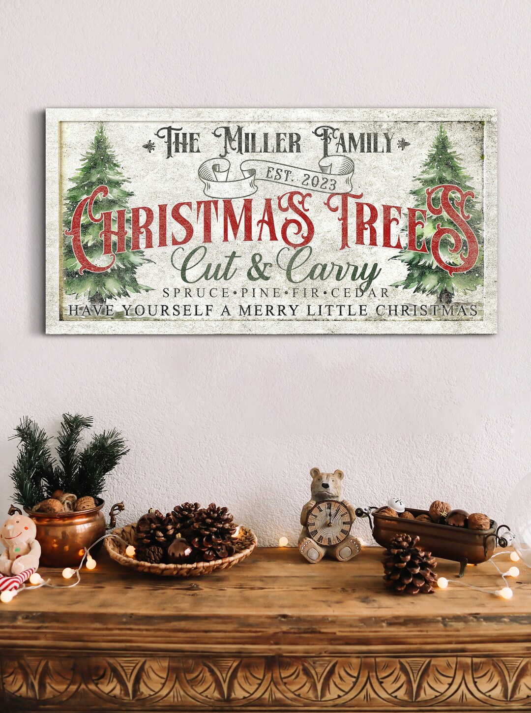 Personalized Custom Christmas Tree Farm Sign, Old Fashioned Christmas ...