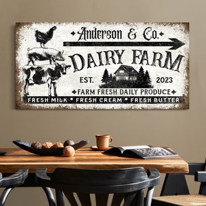 Custom Dairy Farm Sign, Personalized Family Name Farm Fresh Wall Art ...