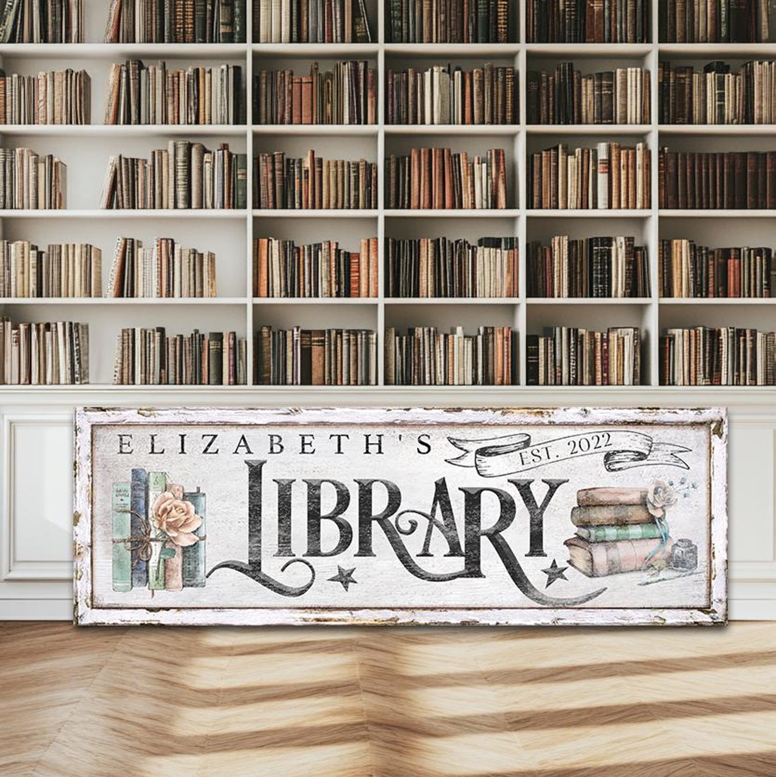 Custom Library Sign, Reading Corner Sign ,established Date Sign ...