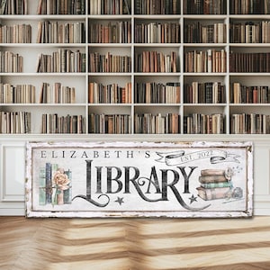Custom Library Sign, Reading Corner Sign ,established Date Sign ...