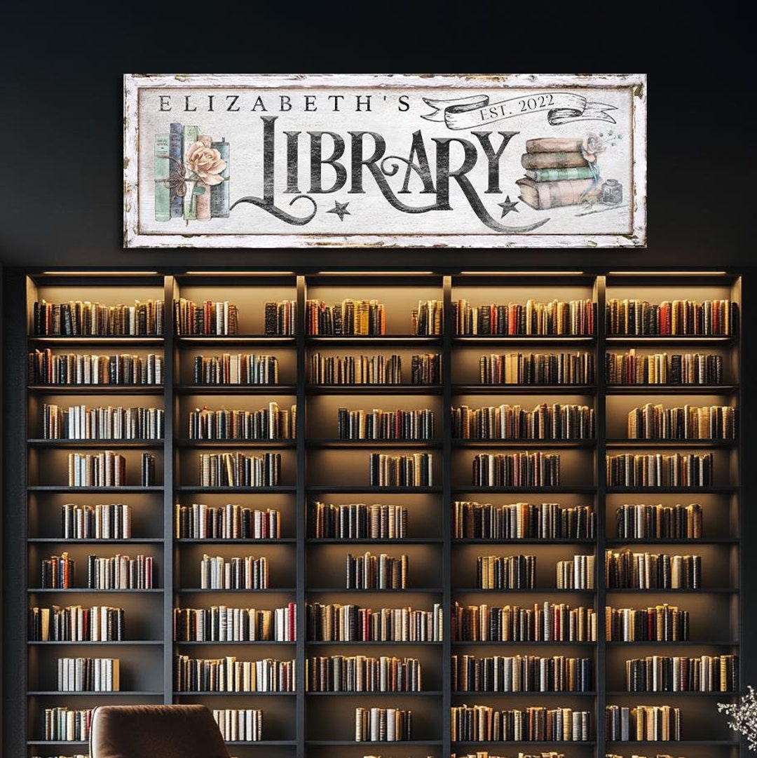 Custom Library Sign, Reading Corner Sign ,established Date Sign ...