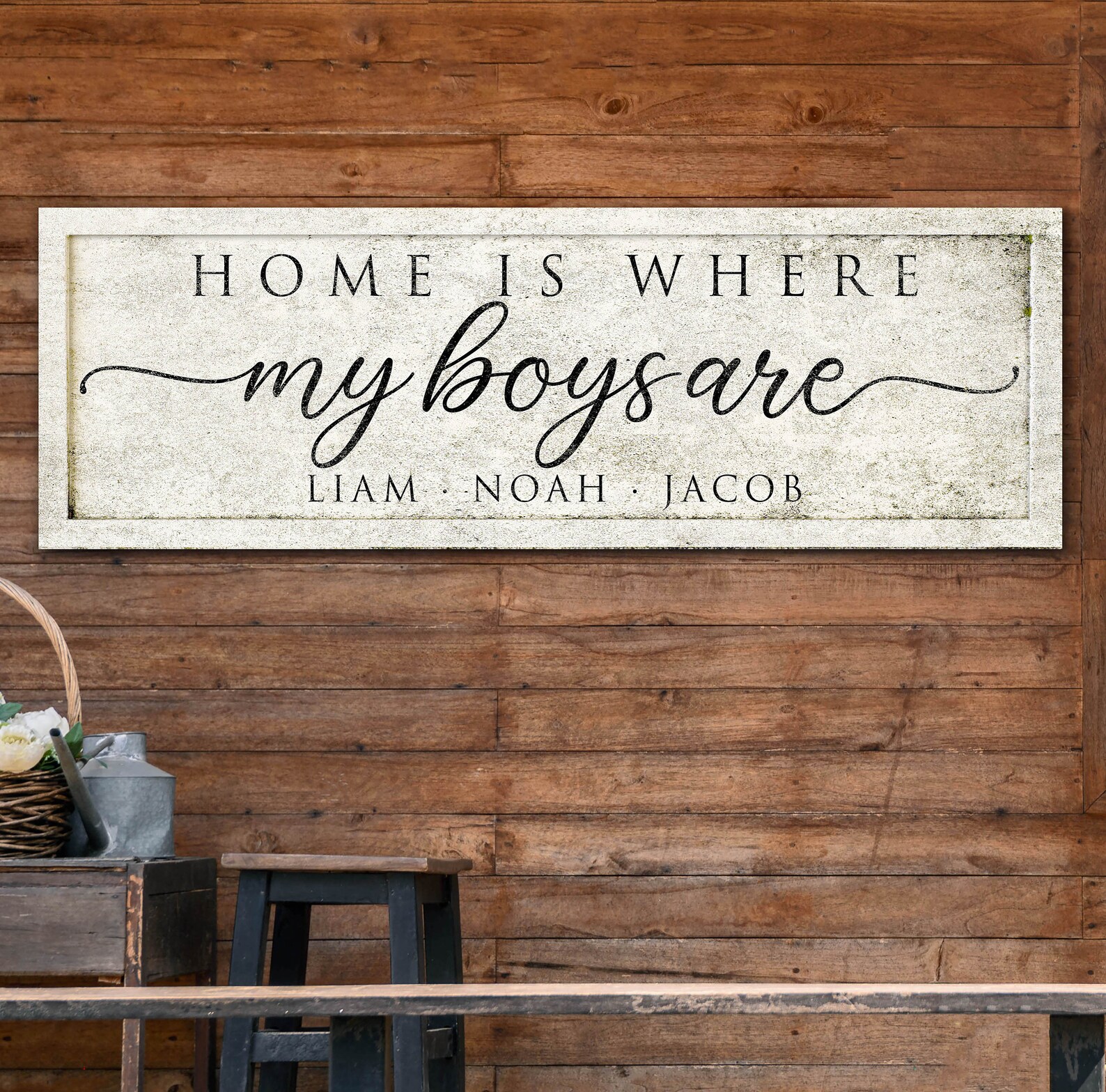 Home is Where My Boys Are Sign, Personalized Sign, Custom Name Sign ...
