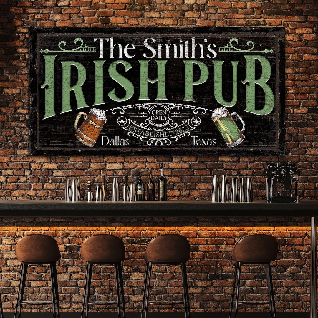 Personalized Irish Pub Sign, Vintage Home Pub Wall Decor, Custom Resto ...