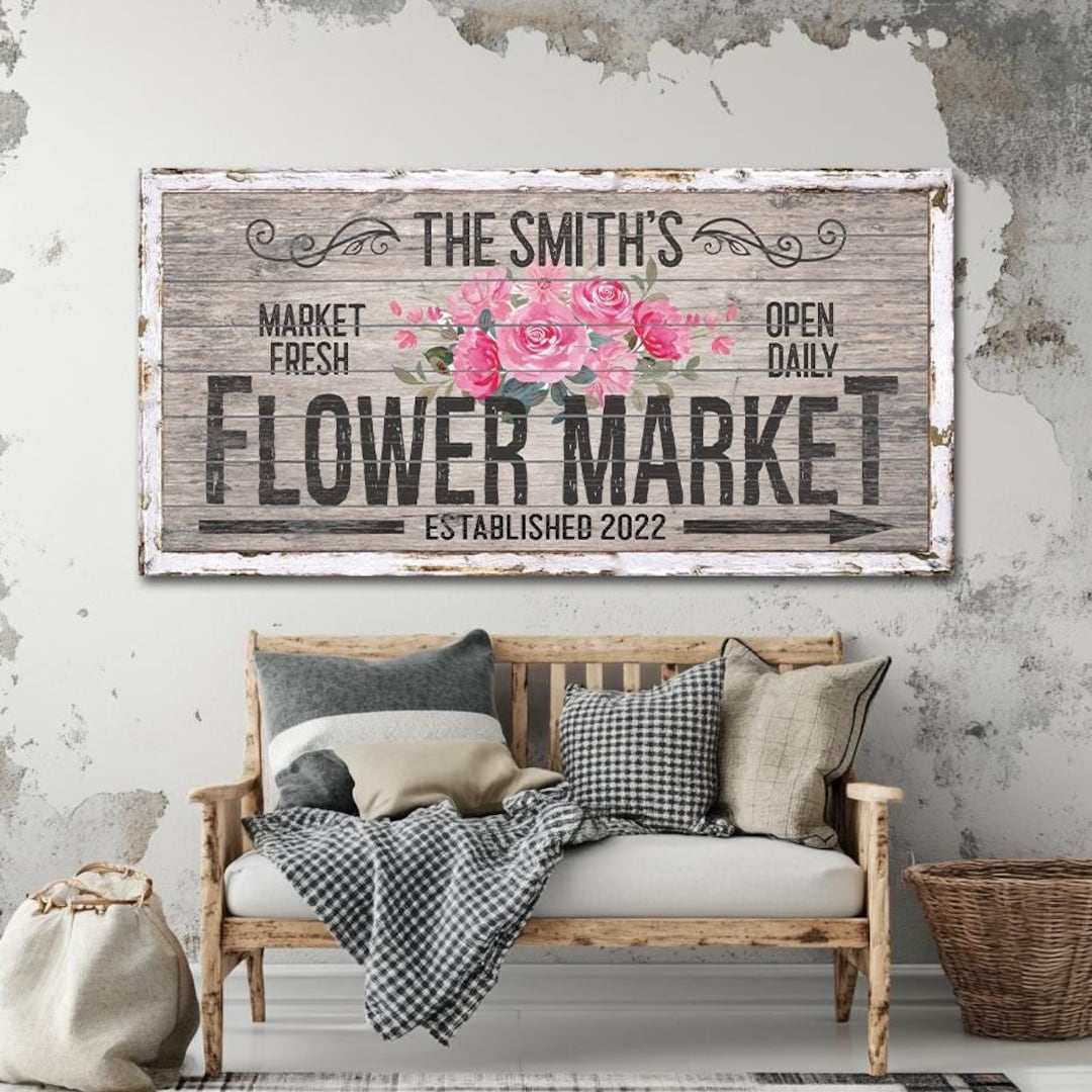 Custom Flower Market Sign, Florist Gift, Flower Lover Gift, Flower Shop ...