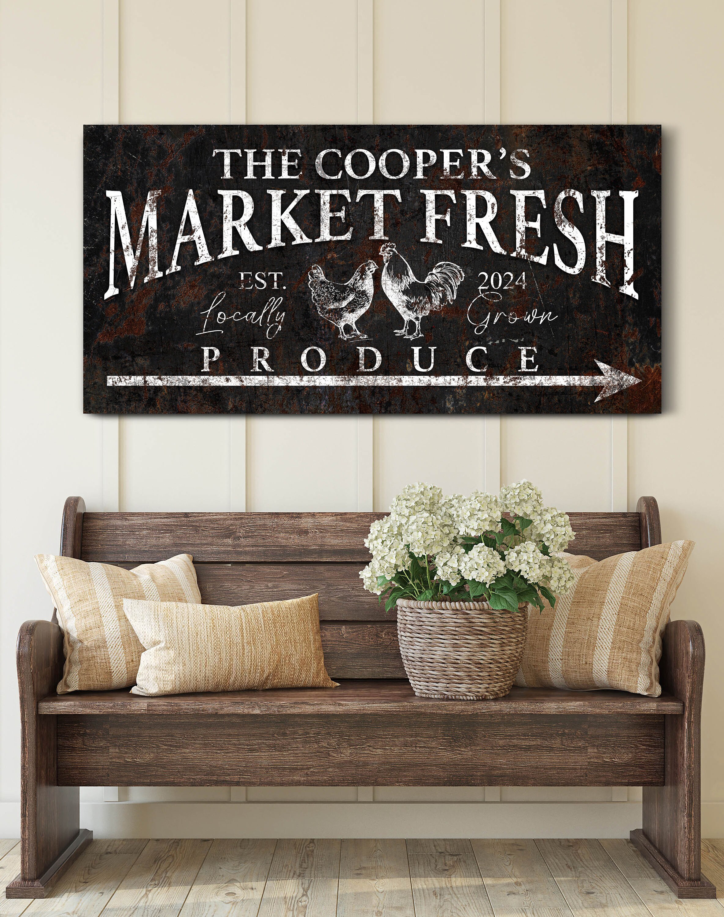 Personalized Market Fresh Produce Sign, Custom Family Name Farmer's ...